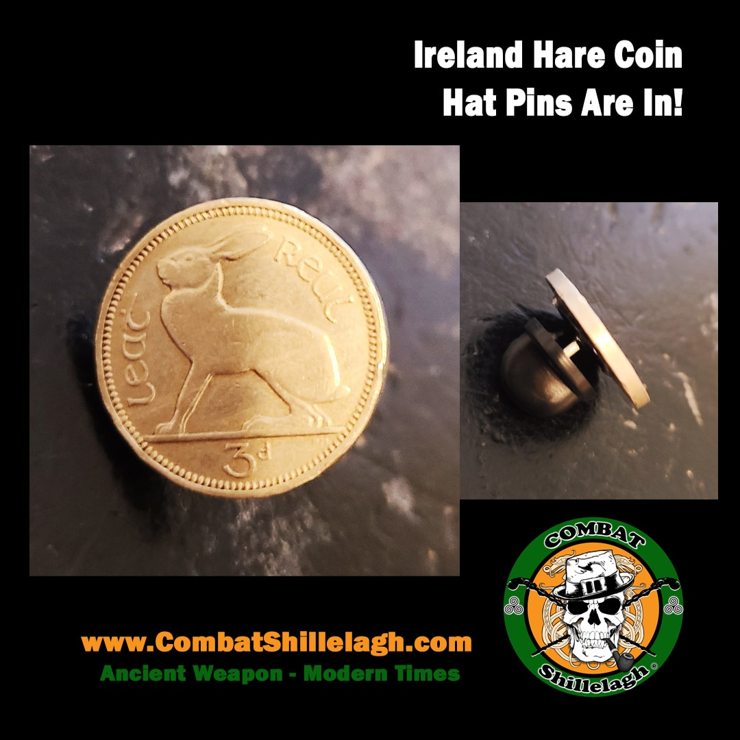 Ireland Hare 3p Coin Pin - Combat Shillelagh