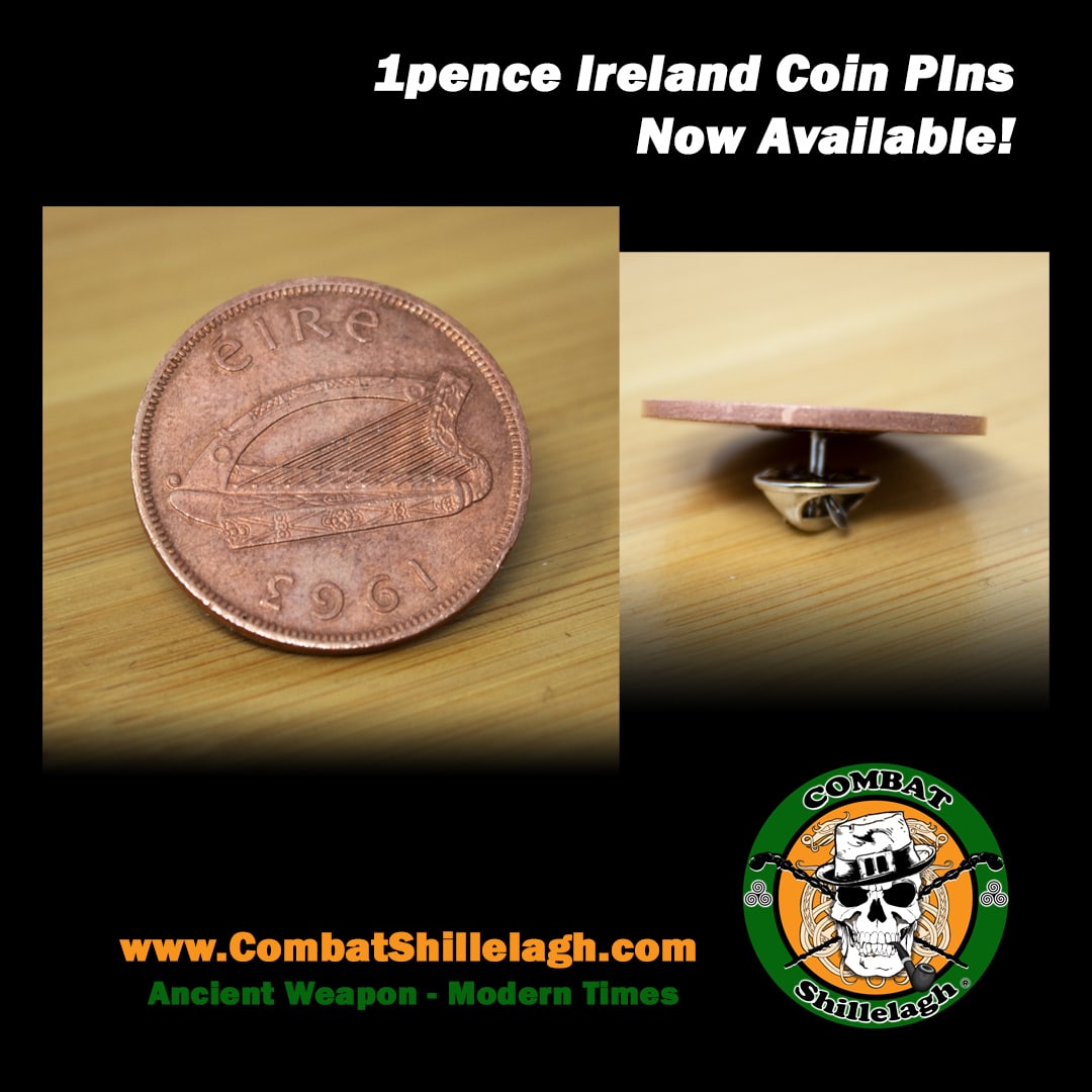 Ireland 1p Coin Pin - Combat Shillelagh